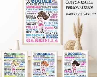 Girl's Soccer Poster, Gift for Soccer Players, Girls Soccer Typography ...