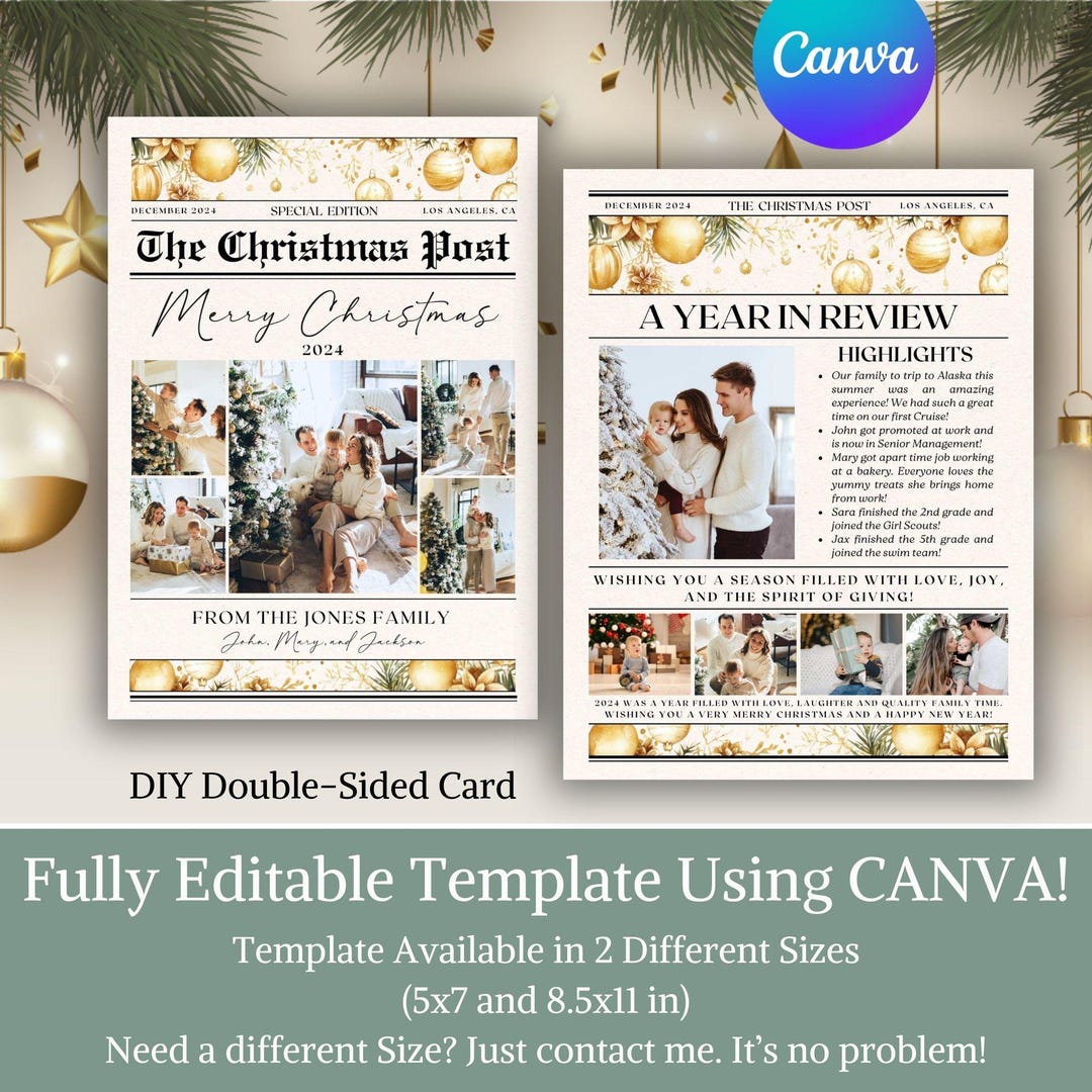 Year in Review Christmas Card Newspaper Template, What A Year Holiday ...