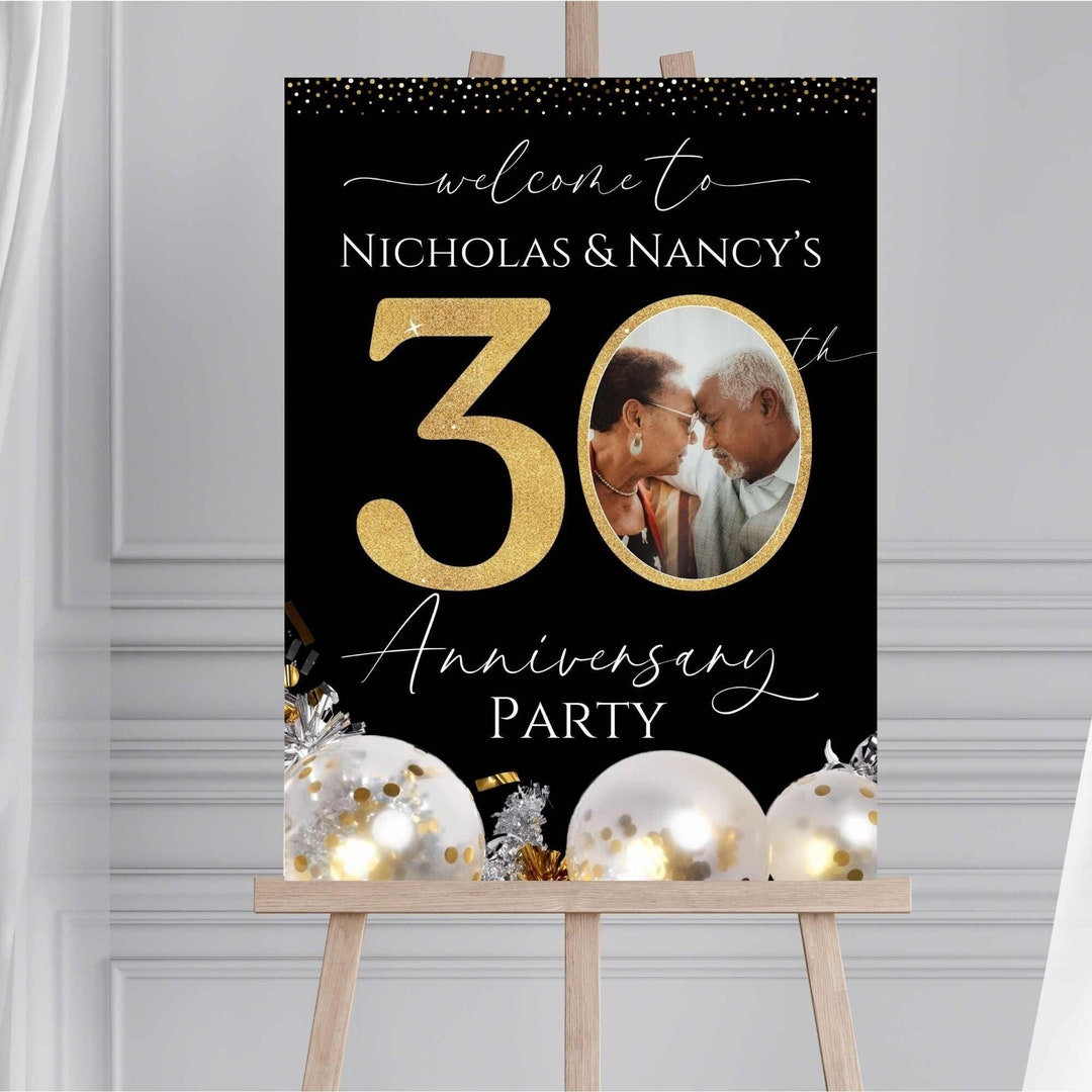 DIY Personalized 30th Anniversary Welcome Sign, 30th Anniversary Party ...