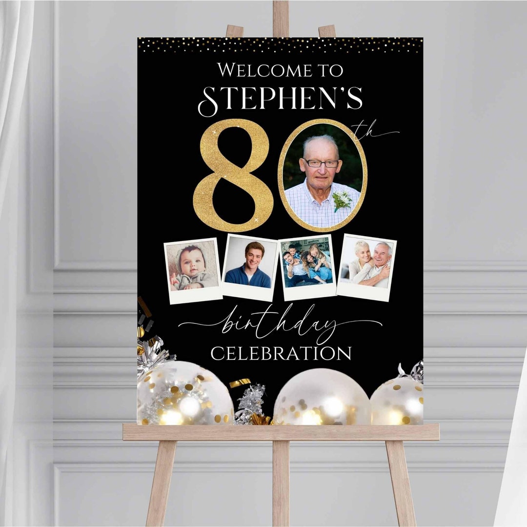 DIY Personalized 80th Welcome Sign Template, Look Who's 80, 80 Birthday ...