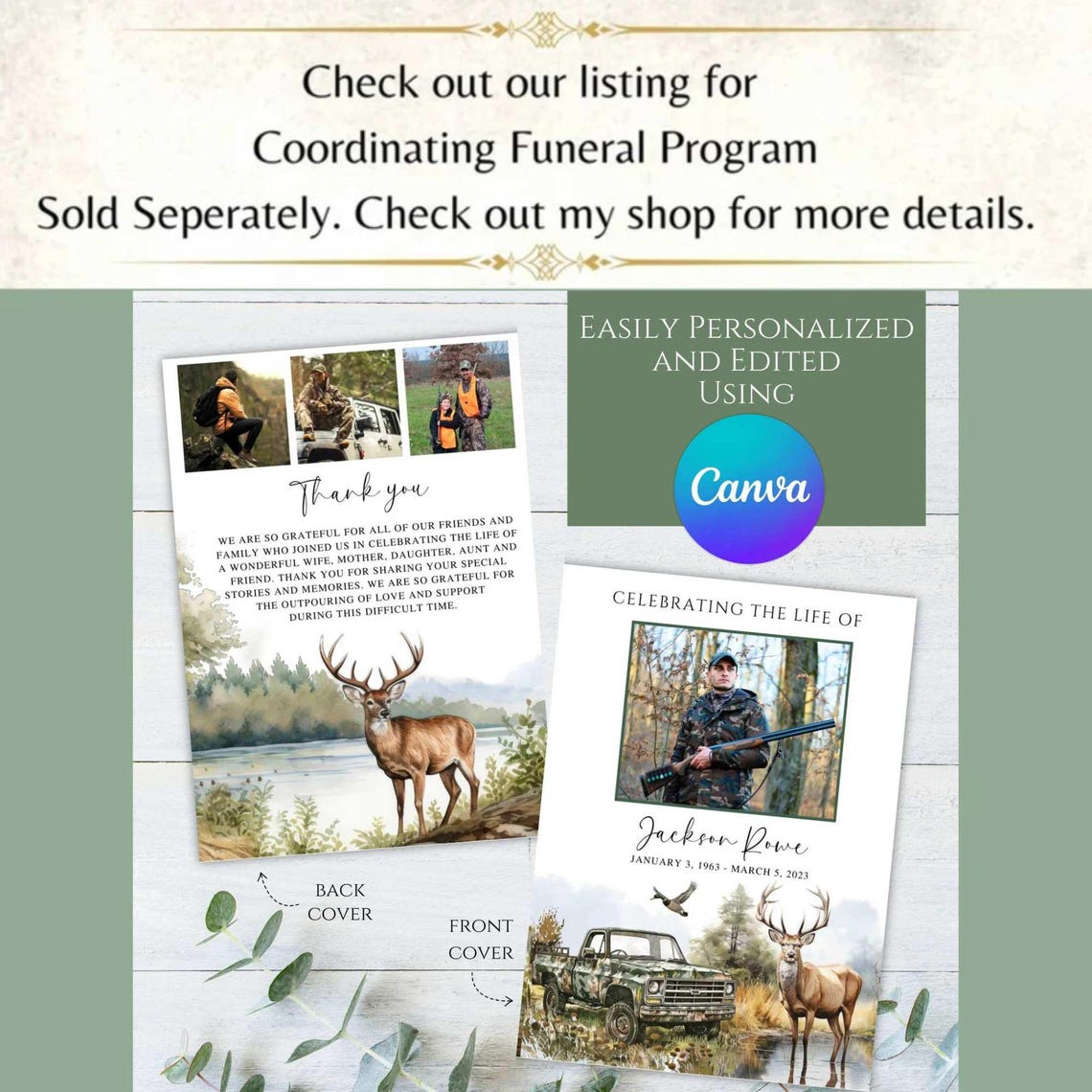 Hunter's Funeral Poem Sign, Celebration of Life Poem for Hunter ...