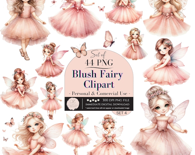 12 Fairy Clipart Pink Spring Fairies Clip Art Watercolor Fairies High ...