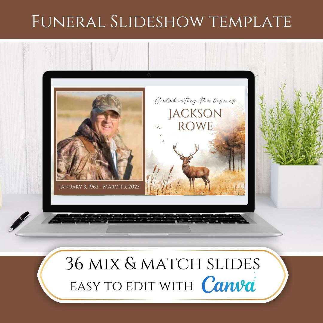 Editable Hunting Hunter Memorial Funeral Photo Slideshow Template ...