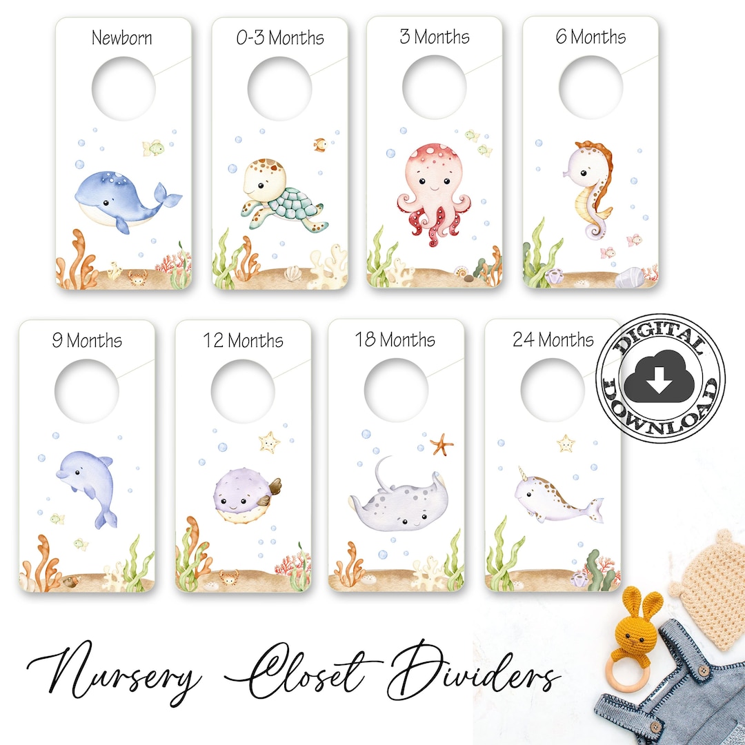 Boho Sea Animals, Nursery Closet Dividers, Printable Closet Dividers ...