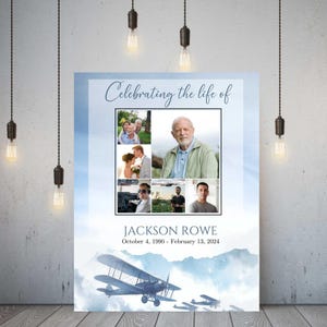 Set of 3 Editable Airplane Pilot Funeral Photo Collage Templates ...