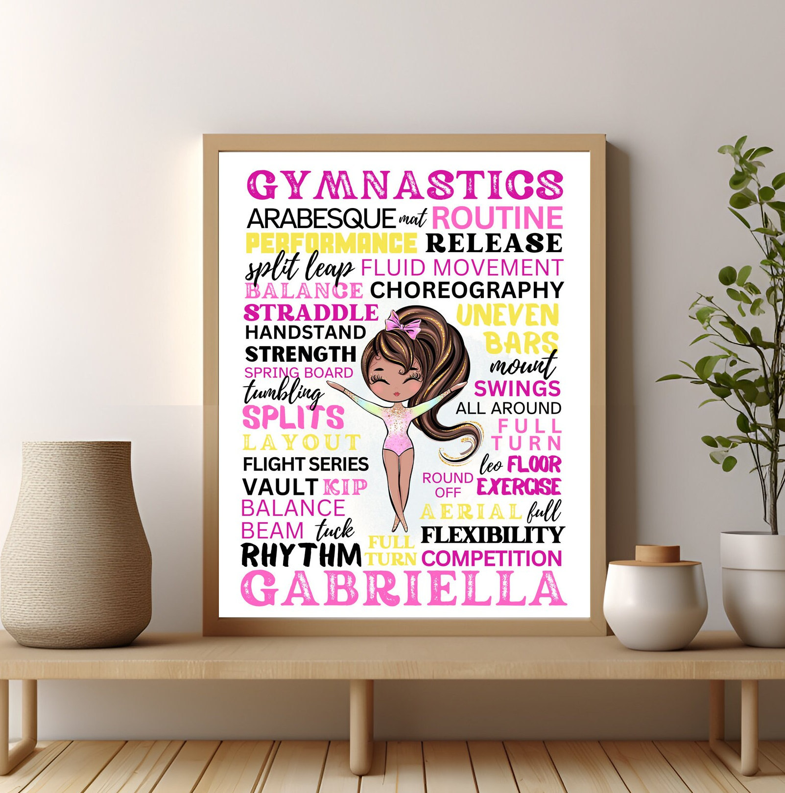 Personalized Custom Girls Gymnastics Poster, Gymnast Girl Typography ...