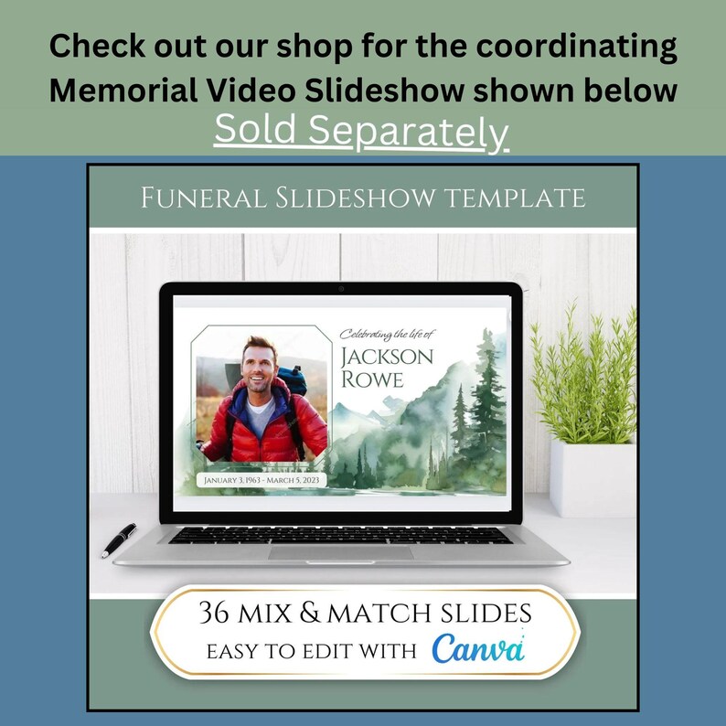Editable Mountain Forest Photo Memorial Funeral Program Bundle ...