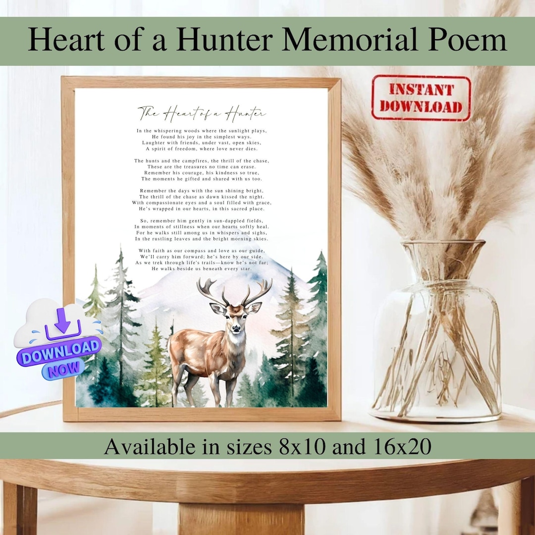 Hunter's Funeral Poem Sign, Celebration of Life Poem for Hunter ...