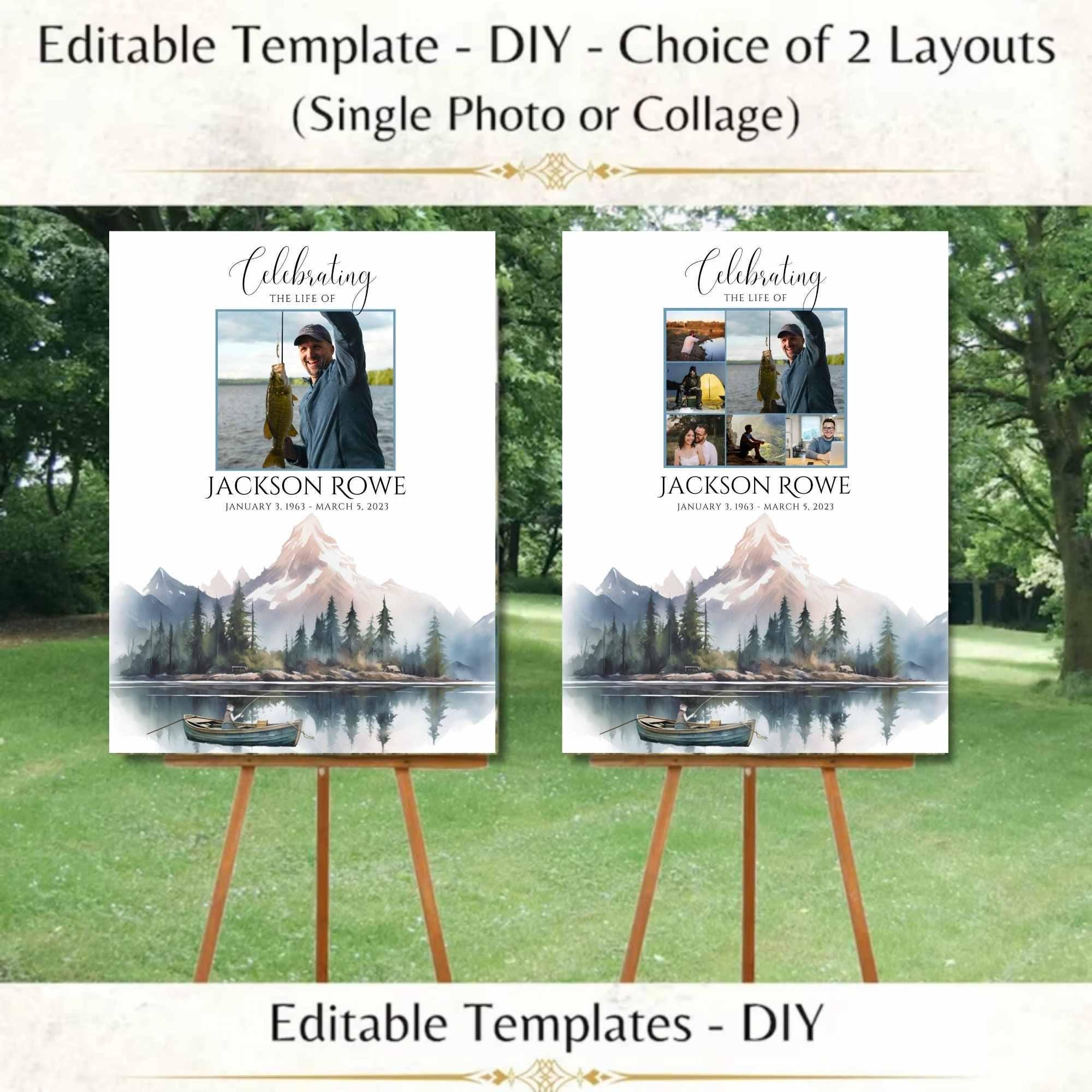 Editable Photo Sign Template for Memorial Funeral, Celebrating the Life ...