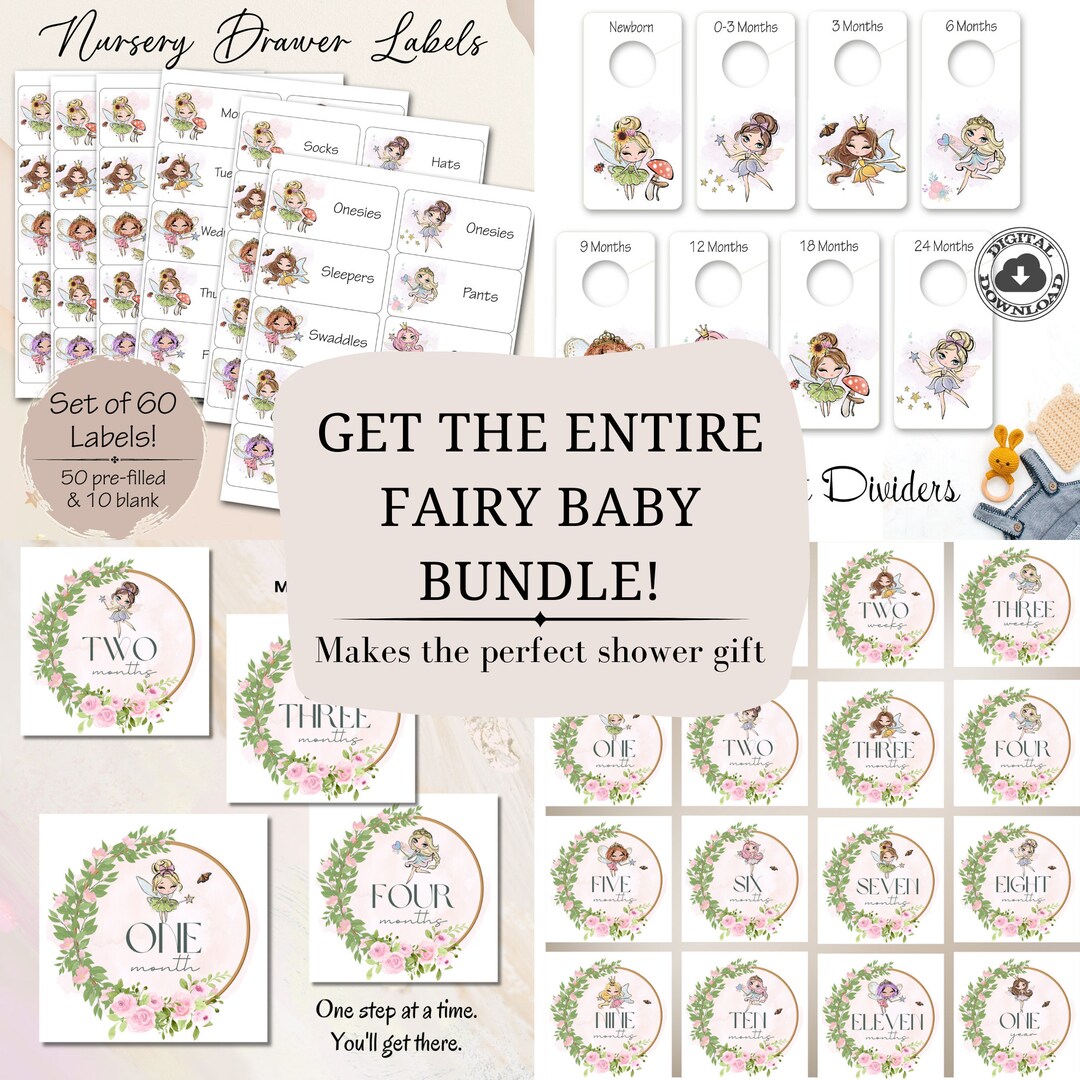 Fairy Nursery BUNDLE, Printable Drawer Labels, Nursery Closet Organizer ...