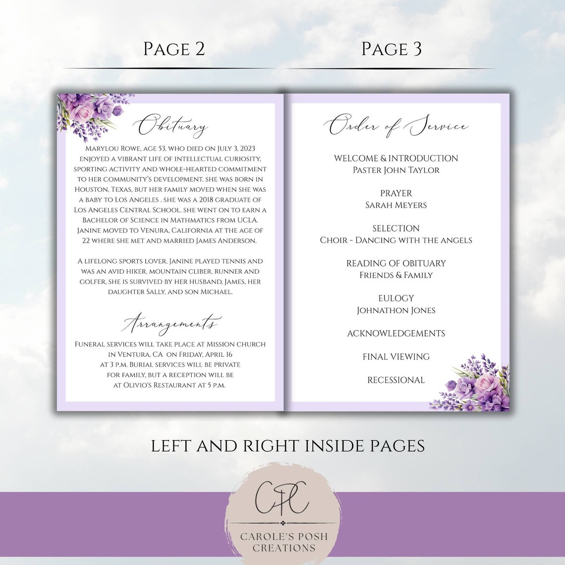 8-page Beautiful Funeral Program Template, Editable Celebration of Life ...