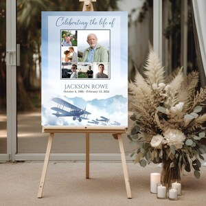 Set of 3 Editable Airplane Pilot Funeral Photo Collage Templates ...