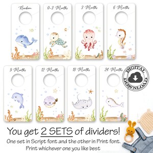 Boho Sea Animals, Nursery Closet Dividers, Printable Closet Dividers ...