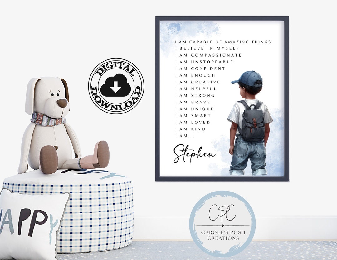 African American Personalized Name Positive Affirmations Art Print ...