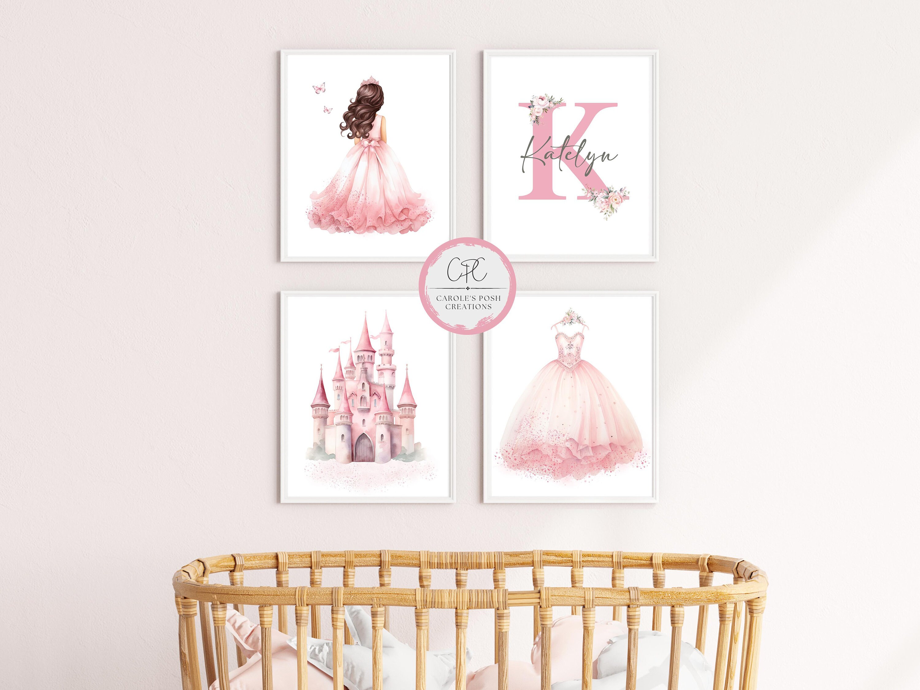 Brunette Princess Ballerina Wall Art, Girls Room Wall Decor, Princess ...