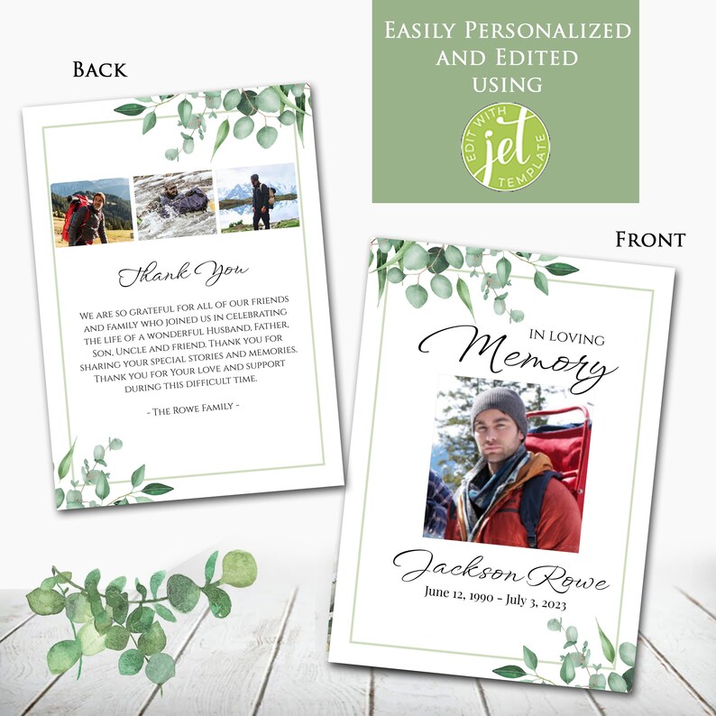 Editable Simple Photo Memorial Funeral Program Template Printable ...