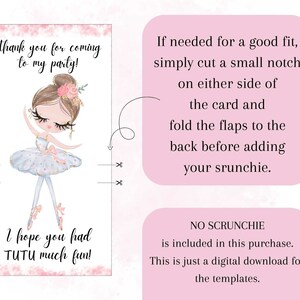 Ballerina Scrunchie Card Template, Ballet Dancer Party Favor, Ballerina ...