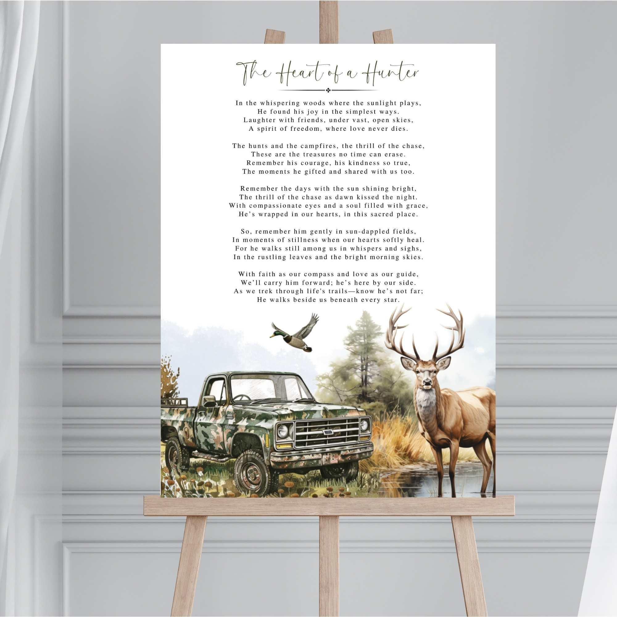 Hunter's Funeral Poem Sign, Celebration of Life Poem for Hunter ...