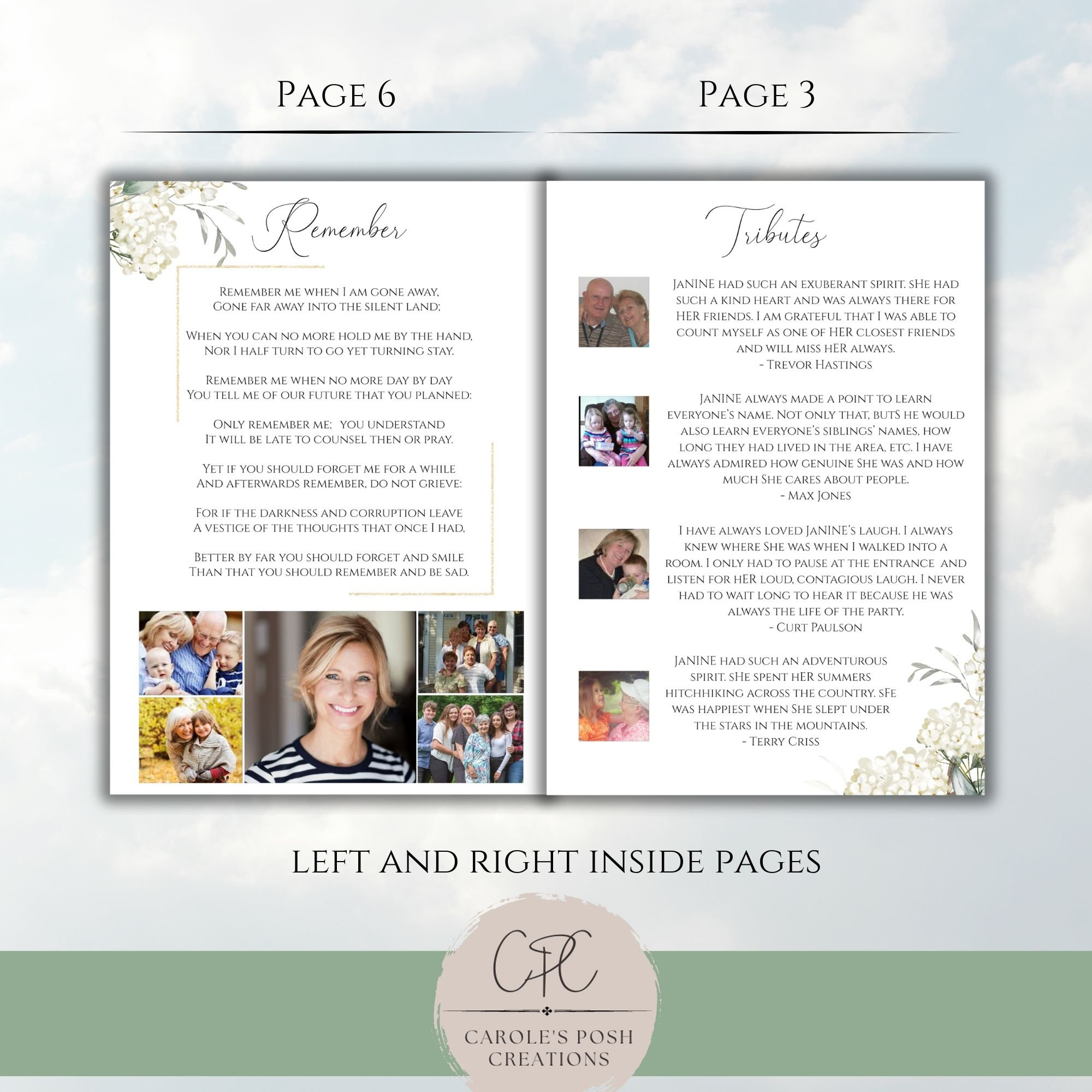 8-page Funeral Program Template, Editable Celebration of Life, Obituary ...