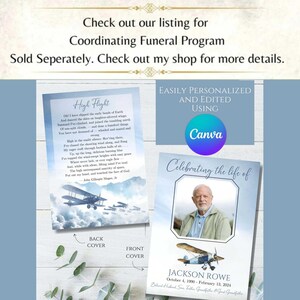 Set of 3 Editable Airplane Pilot Funeral Photo Collage Templates ...