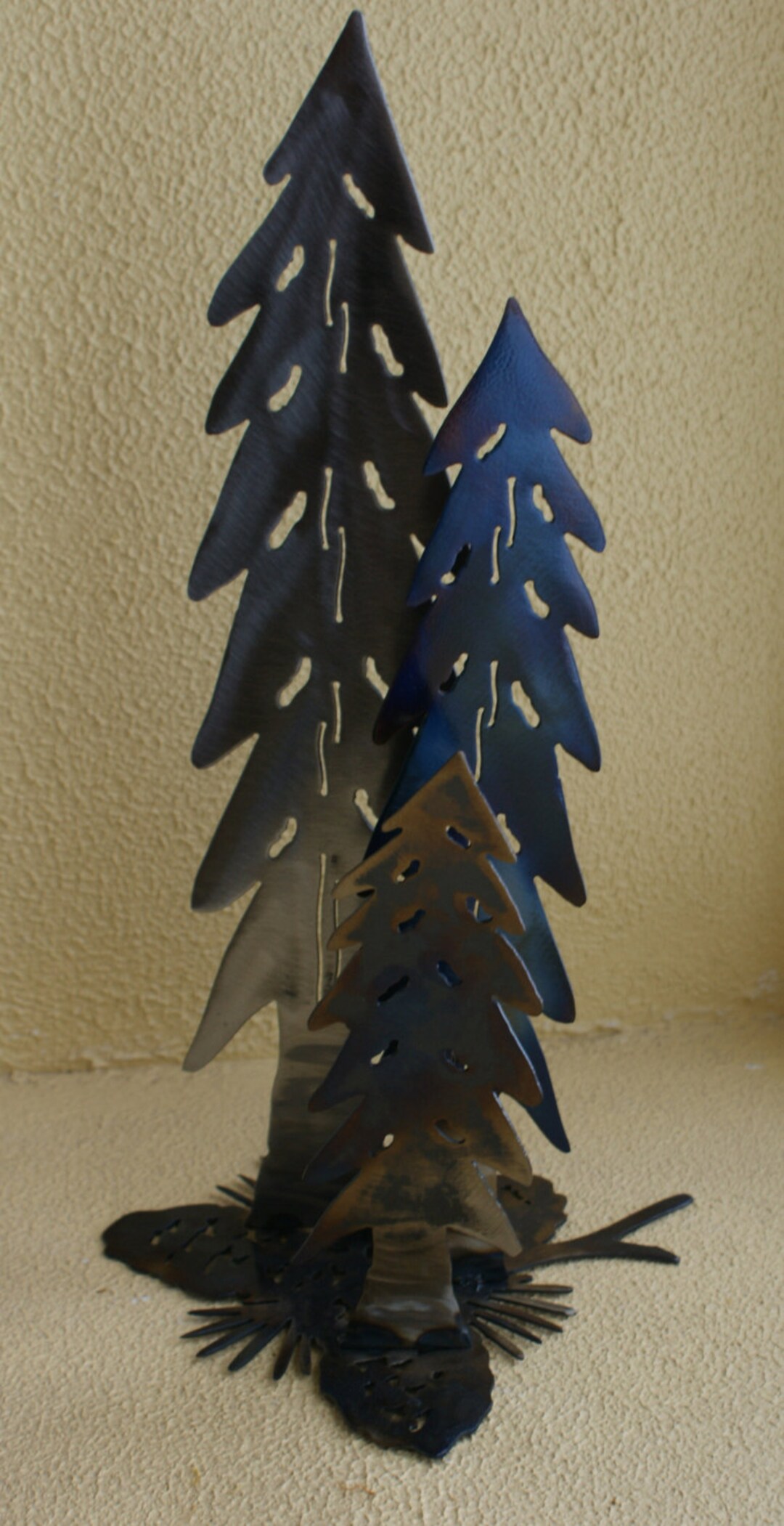 Triple Tree Decor. Table. Center Piece. Napkin Holder. Tree. Pine Cone ...