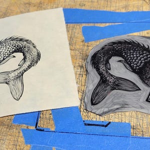 Mythical Creature Linocut Print: "jack-a-mer (mer-o-lope)" - Etsy