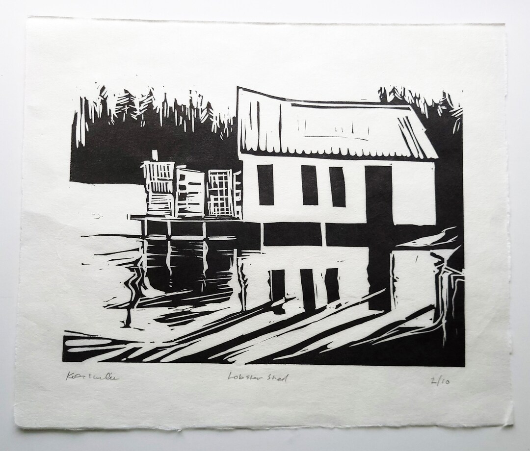 Lobster Shed- Limited Edition Relief Print by Kate Kern Mundie - Etsy