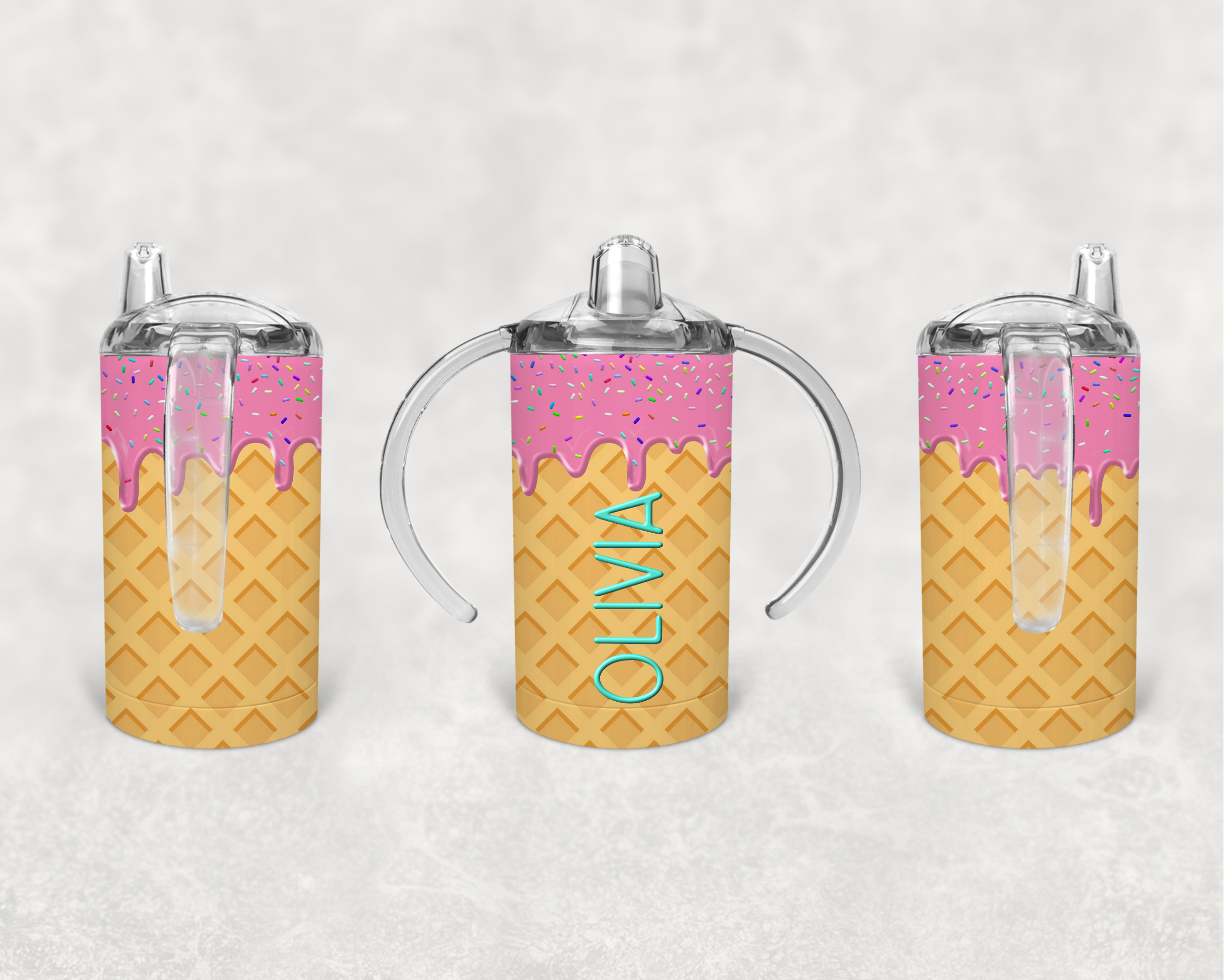 Custom Personalized Pastel Ice Cream Cone 12 Oz Sippy Cup | Etsy