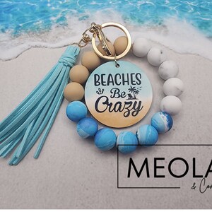 Beaded Wristlet Keychain Beachy Beaches Be Crazy Beach Vibes - Etsy