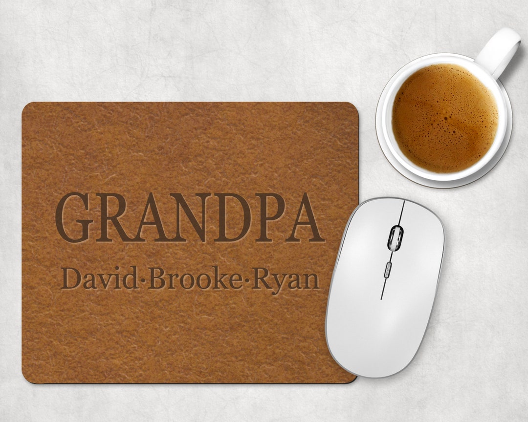 Personalized Leather Look Mouse Pad & Coaster Set: Grandpa Gift - Etsy