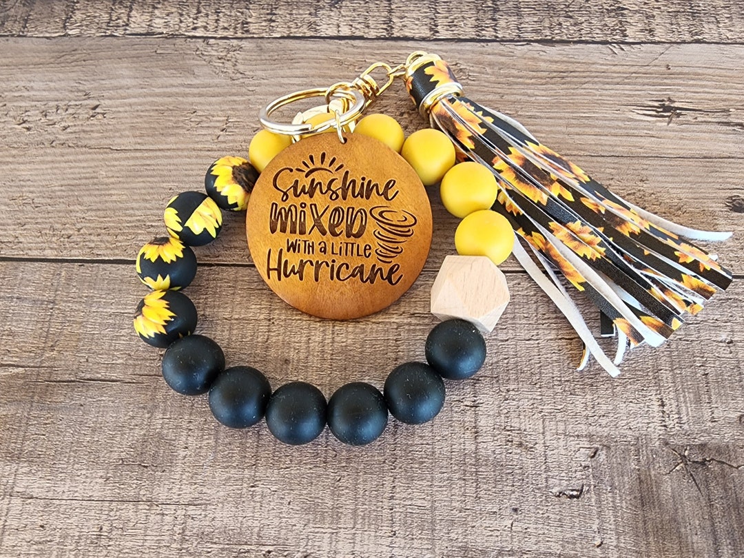 Beaded Wristlet Keychain Sunflower Sunshine - Etsy