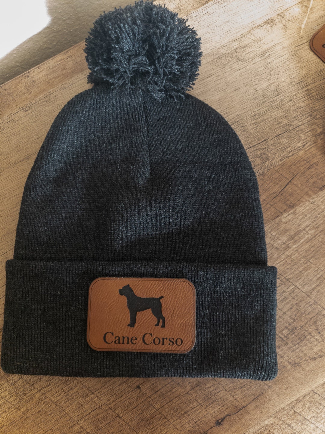 Cane Corso Faux Leather Patch Beanie - Etsy
