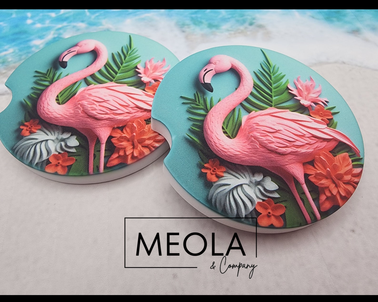 Flamingo 3d Tropical Car Coaster - Etsy