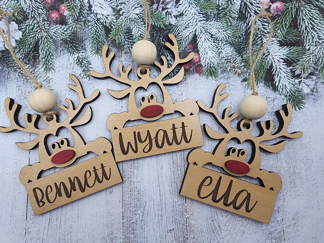 Reindeer Personalized Custom Christmas Ornament Kid Children - Etsy