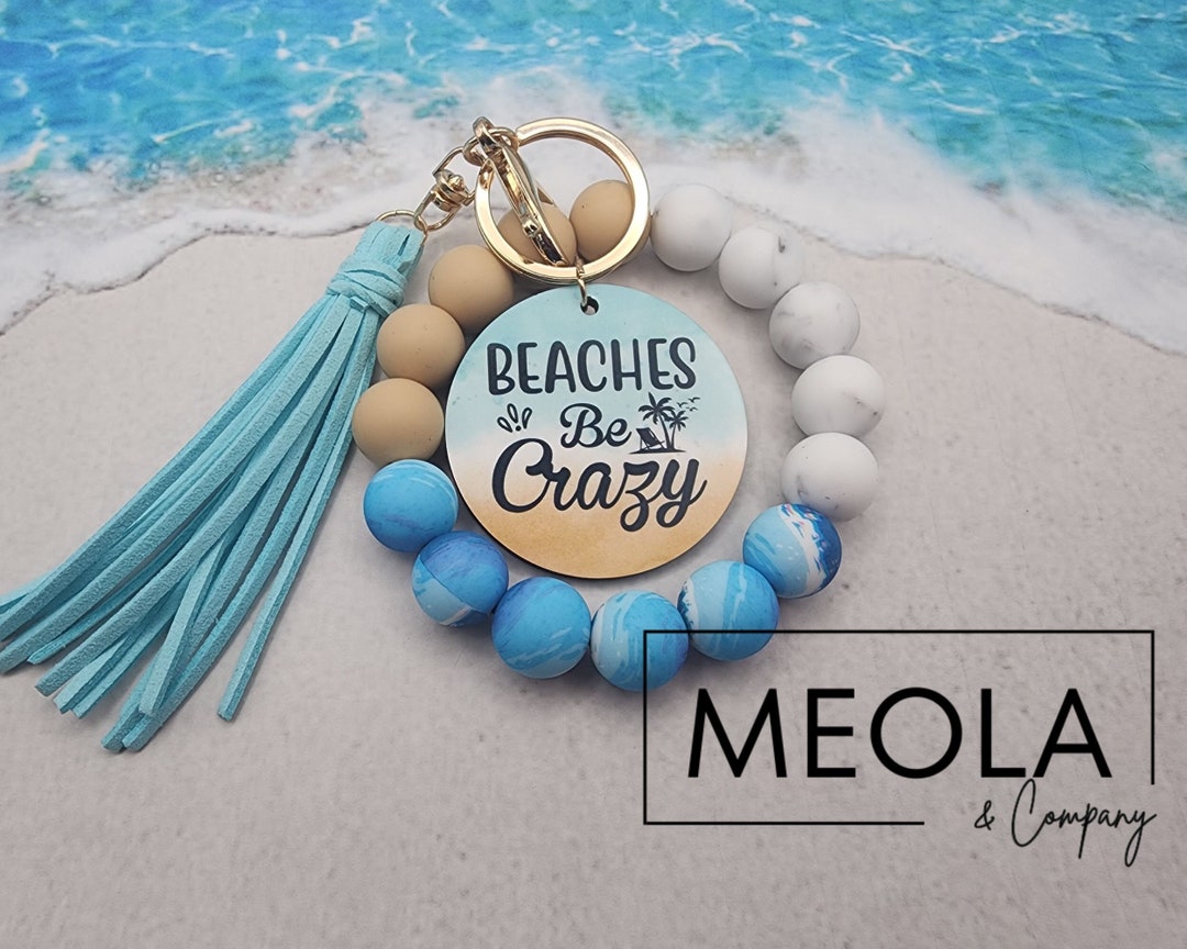 Beaded Wristlet Keychain Beachy Beaches Be Crazy Beach Vibes - Etsy