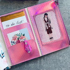Travel Notebook Wallet Insert, Additional Zip Pockets for Colorful Faux ...
