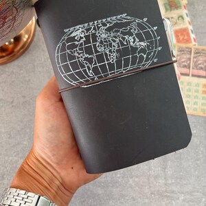 Traveler's Notebook Pocket Size "world Map" in Genuine Leather - Etsy