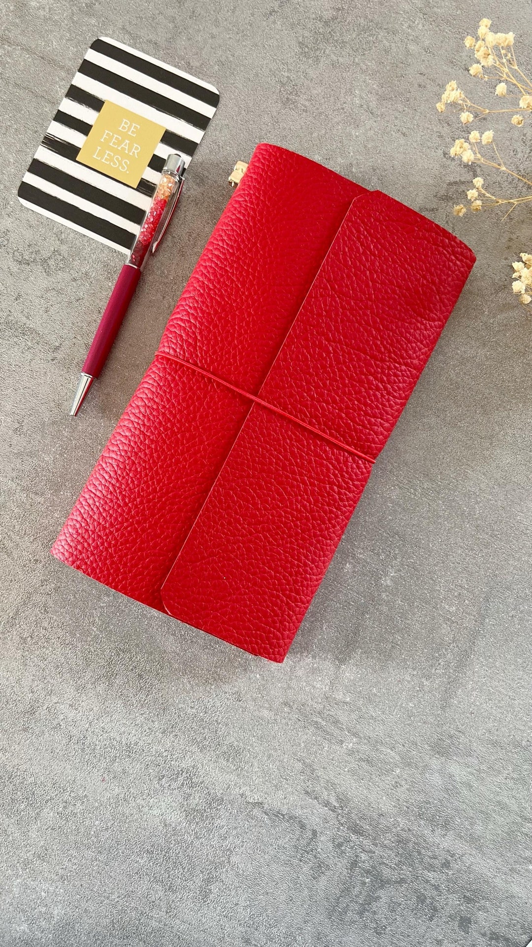 Standard Traveler's Notebook Cover, Midori Notebook, Trifold Cover Red ...