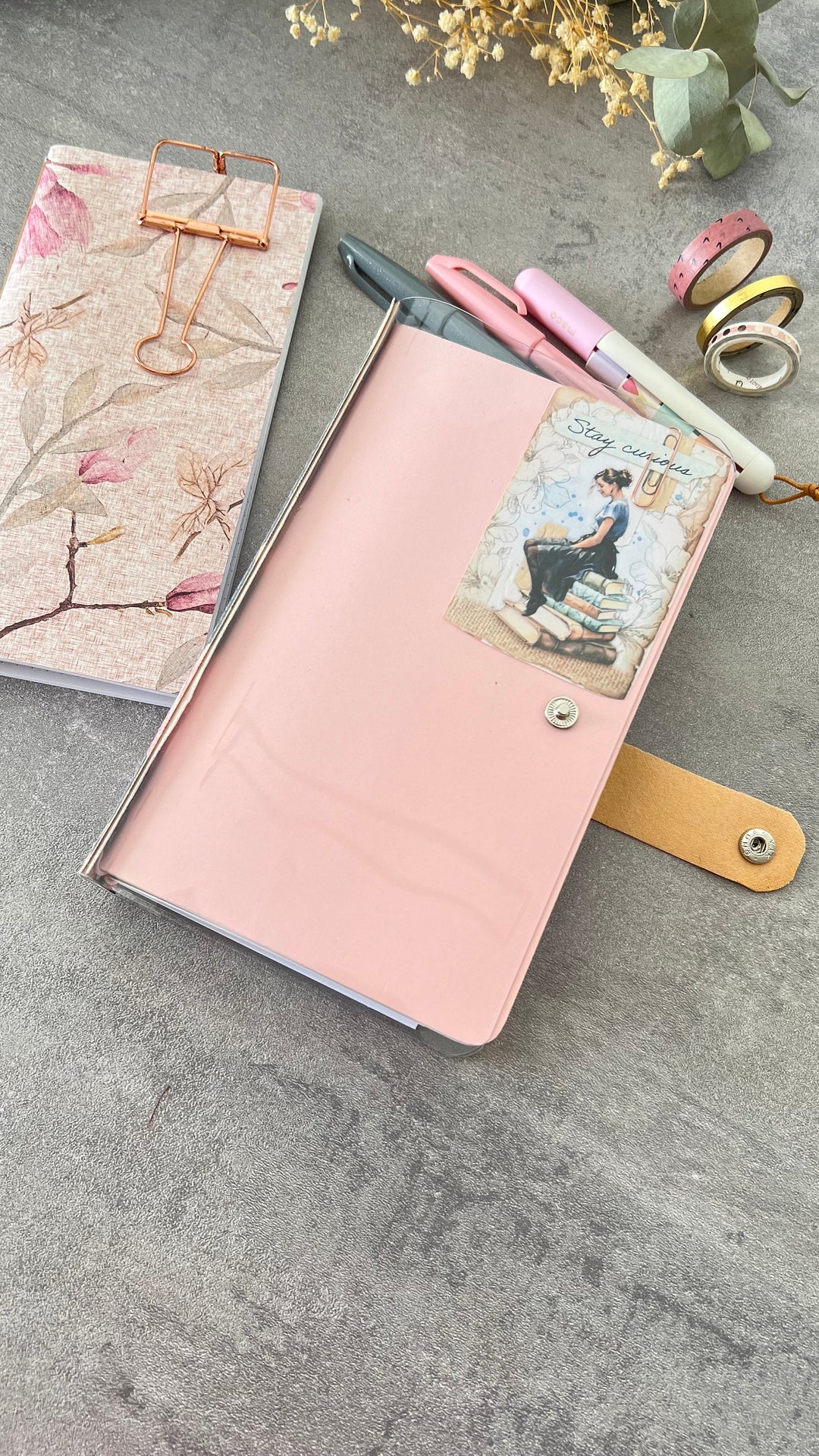 Midori Traveler's Notebook in PVC With Flower Print Spine, A5 Slime ...