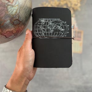 Traveler's Notebook Pocket Size "world Map" in Genuine Leather - Etsy