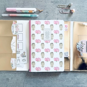 Travel Notebook Wallet Insert, Additional Zip Pockets for Colorful Faux ...