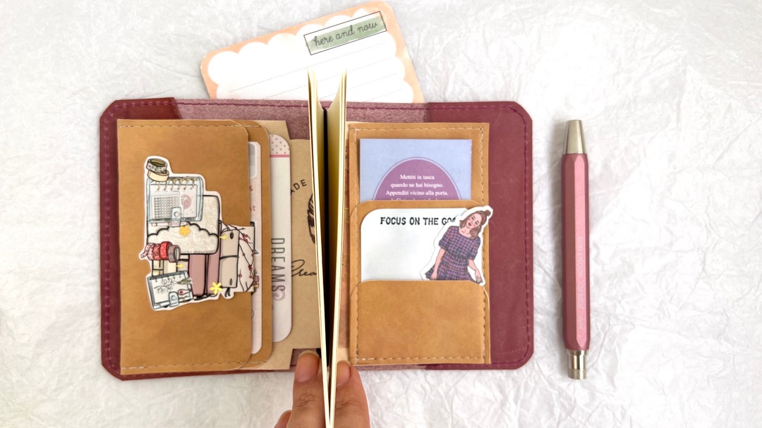 Travel Notebook Wallet Insert, Additional Pockets for Colorful Faux ...