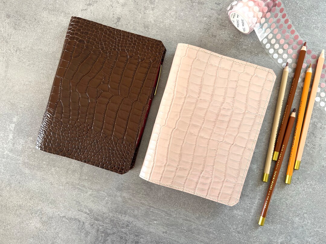 Stalogy B6 Cover Italian Croc Leather, Diary Cover B6 in Nude or Brown ...