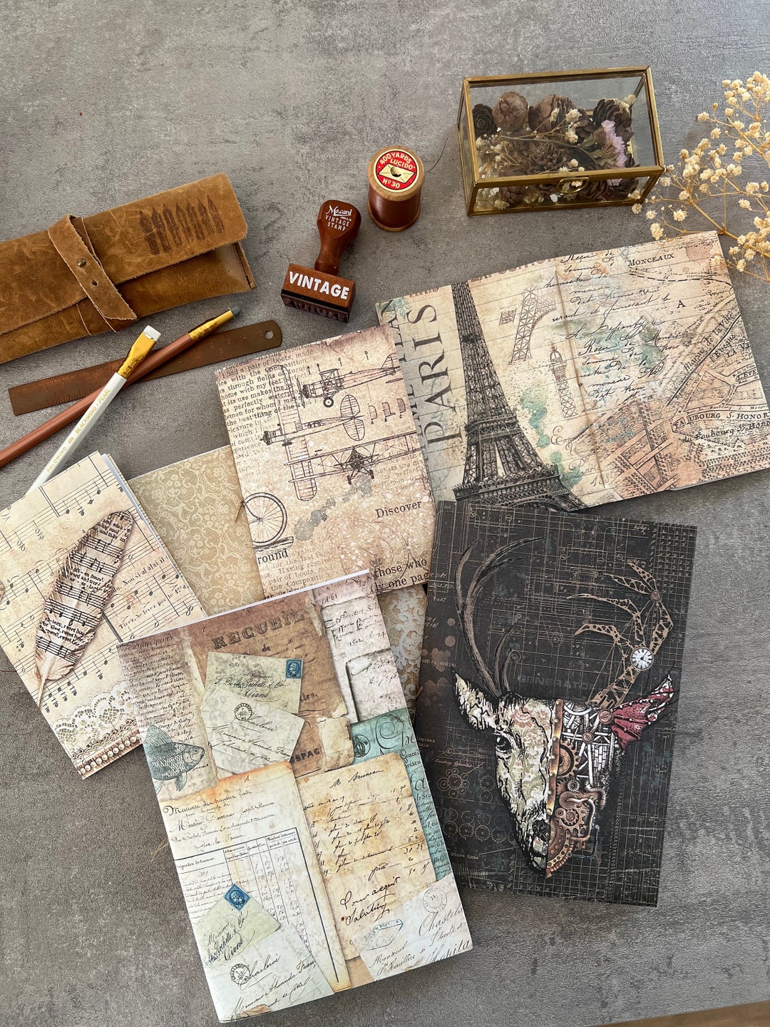 Vintage Style Travel Journal Notebooks, Hand Bound Notebooks - Etsy