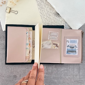 Travel Notebook Wallet Insert, Additional Zip Pockets for Colorful Faux ...