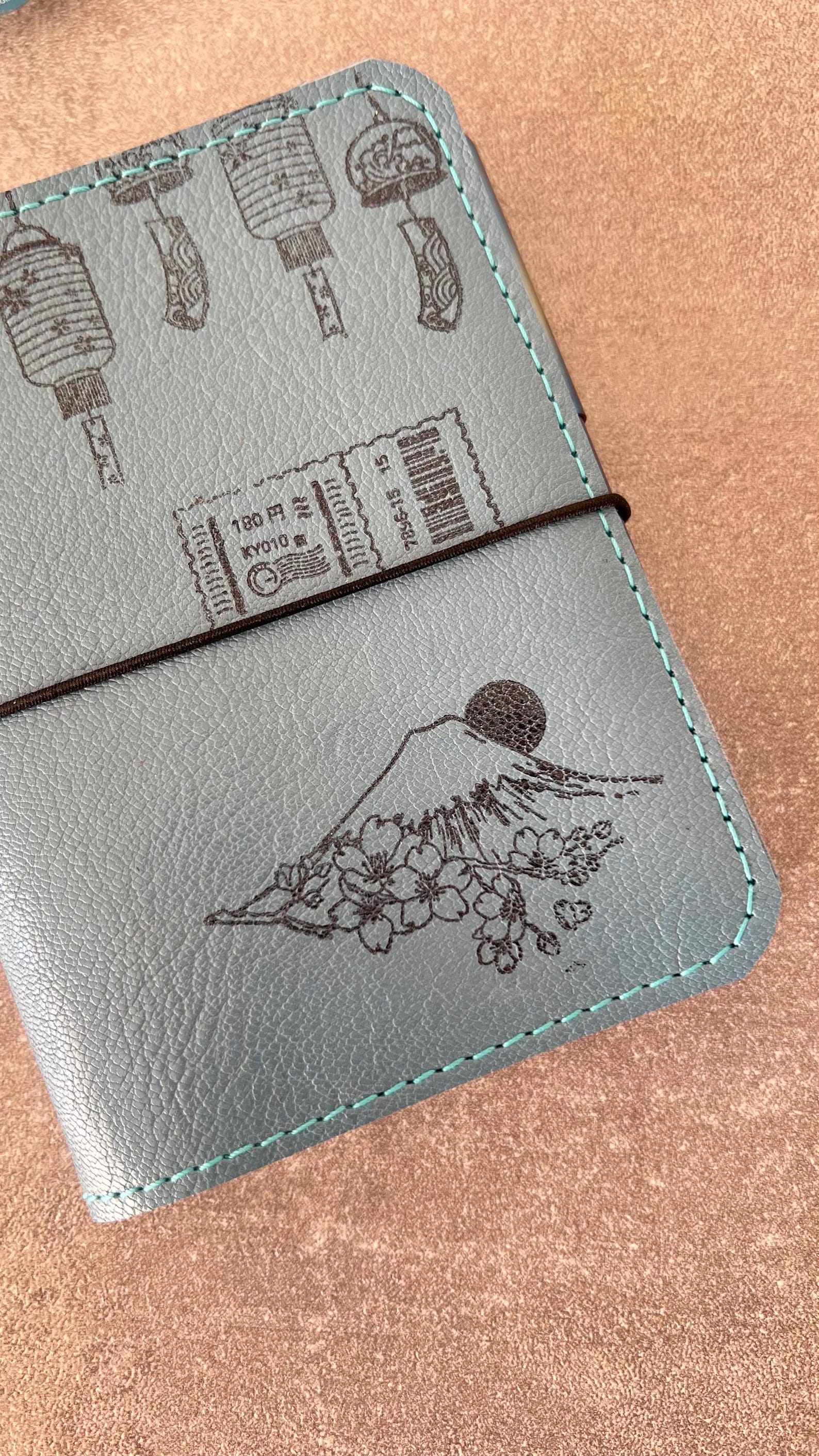 Travel Notebook "trip to Japan" in Real Blue Leather, Passport Size - Etsy