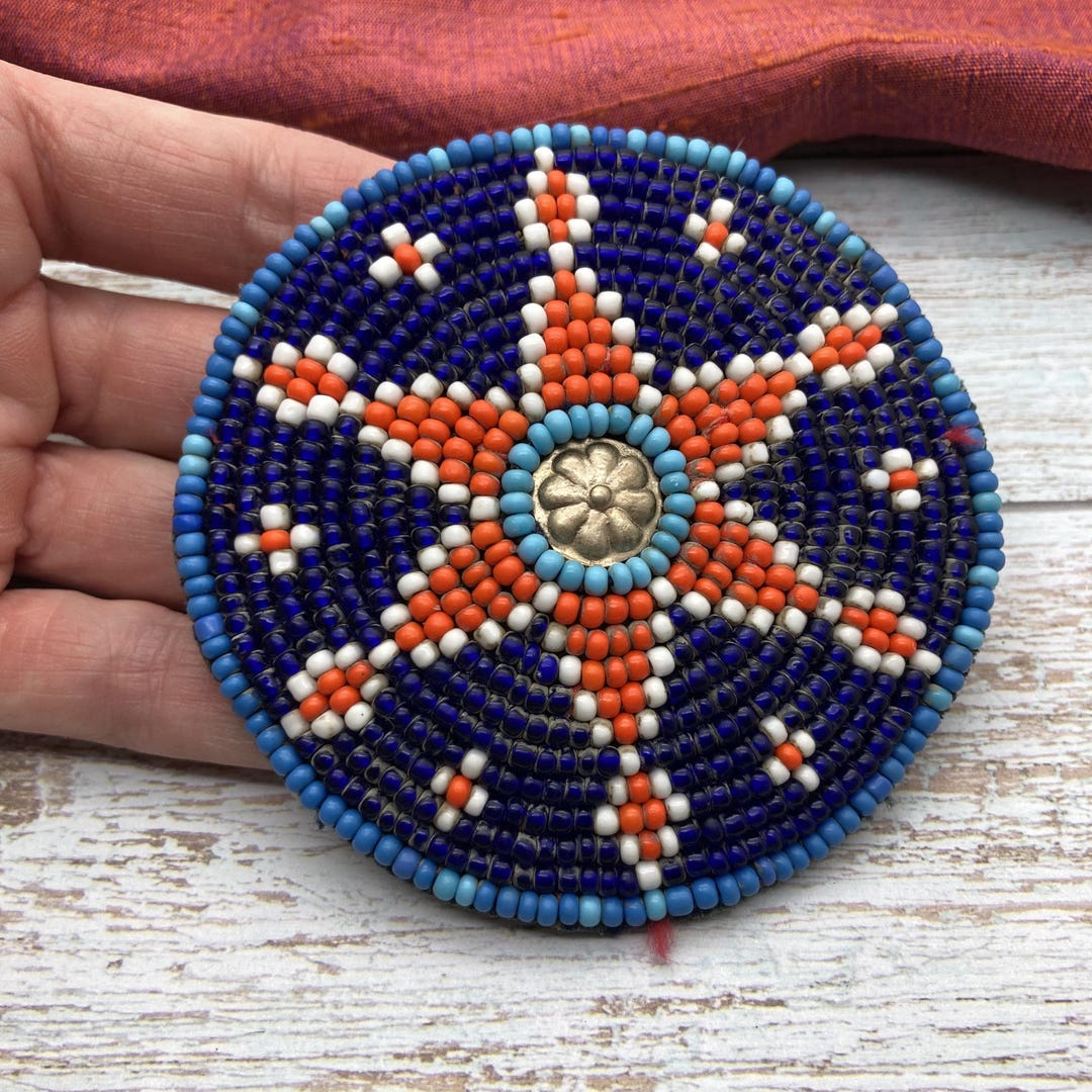 Vintage Kuchi Tribal Beaded Patch Medallion Gul Flower 3.25" (18723) - Etsy