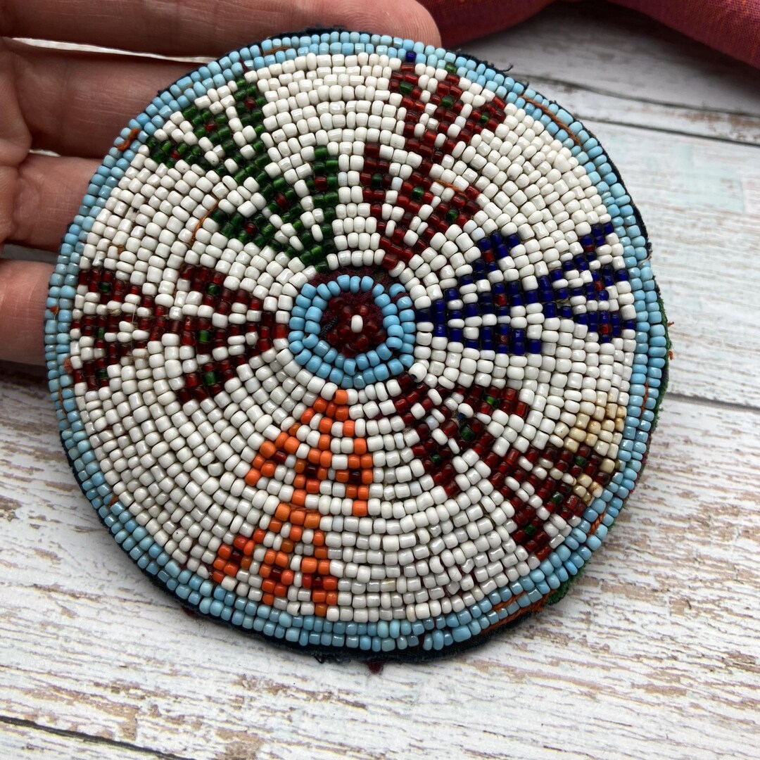 Vintage Beaded Tribal Gul Flowers Kuchi Patch 3.5" Discoloration (18725 ...