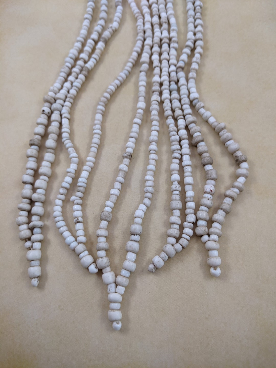 Gilgit Baltistan Old White Tan Beads Ethnic Arts Crafts Supply Unique ...