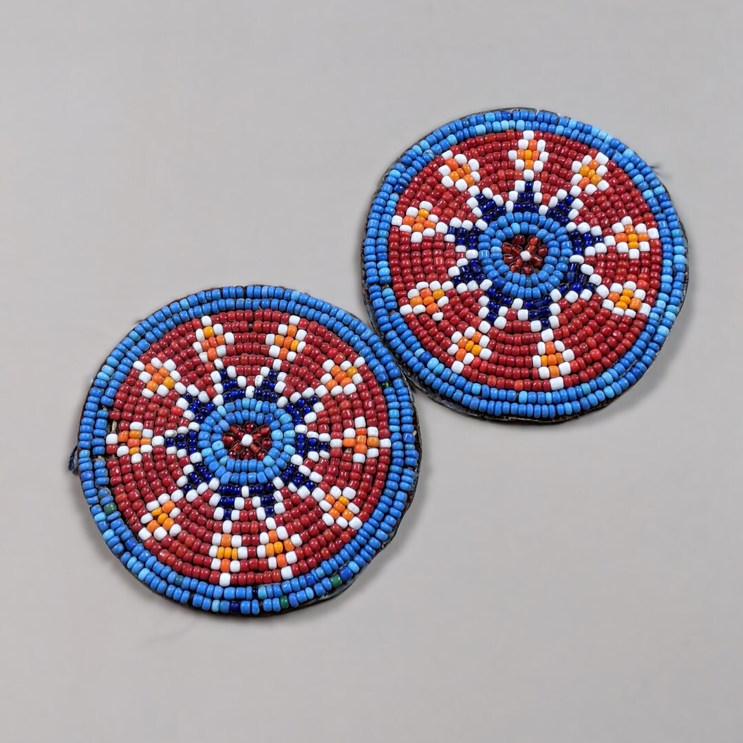 Kuchi Beaded Flower Medallions Tribal Patches 3.25 Orange 16225 - Etsy